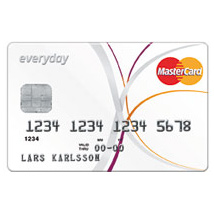 Everyday Mastercard, Cashback på alla köp, kredit 100000 kr, 9.55% ränta